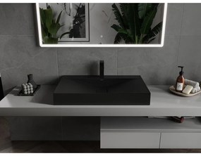 Mexen Poli, umyvadlo na desku z konglomerátu 1/O 80 x 48 cm, černá matná, 23028071