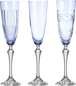Sklenice na šampaňské Veranda 200 ml modré 3 ks
