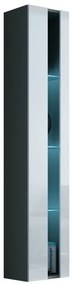 Vitrína Zigo New 180, Osvětlení: osvětlení LED RGB - barevné, Barva: šedá / šedá lesk