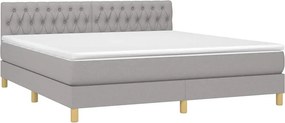 Box spring postel s matrací a LED světle šedá 180x200 cm textil 3133973