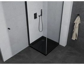 Mexen Pretoria, sprchový kout 70 (dveře) x 70 (stěna) cm, 6mm čiré sklo, černý profil + černá sprchová vanička, 852-070-070-70-00-4070B