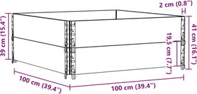 Zahradní truhlík šedý 100 x 100 cm masivní borové dřevo 3295401
