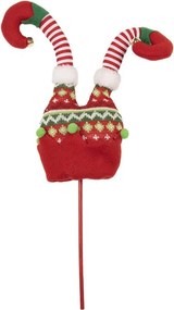 Červený vánoční zápich nohy skřítek Elf - 14*5*48 cm