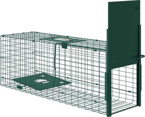 Outsunny Záchytná past na živé zvířata z oceli s 1 vchodem pro potkany a myši rozměr 80L x 25W x 30H cm tmavě zelená