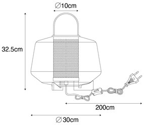 Art Deco stolní lampa černá s kouřovým sklem 30 cm - Kevin