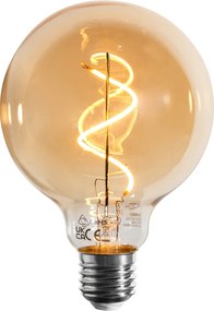 Sada 5 stmívatelných LED žárovek E27 spirálové vlákno G95 zlatá 4W 270 lm 2100K