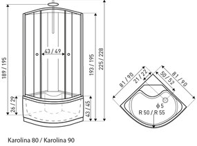 Novoterm Hydromasážní box NV-Karo 90x90 černý