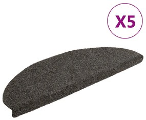 Schodové rohože samolepicí 5 ks 65 x 21 x 4 cm antracitové, půlkulaté, velké 149714