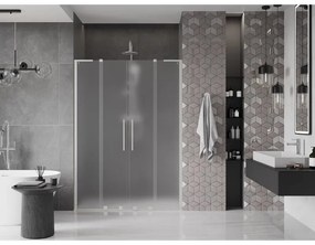 Mexen Velar L Duo, posuvné sprchové dveře do otvoru 160 cm, 8mm sklo námraza, broušená ocel, 871-160-003-32-97