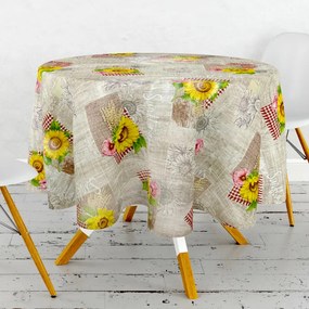 Ubrus PVC kulatý M-199A - Slunečnice (různé velikosti)