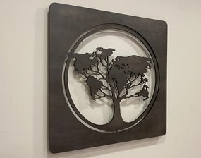 Li-Go "Mapa světa v kruhu" světelný obraz 230V 70x70cm provedení povrchu: dub světlý