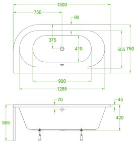 BPS-koupelny Akrylátová asymetrická vana s krycím panelem HYD-EBI150L 150x75 cm LEVÁ, bílá