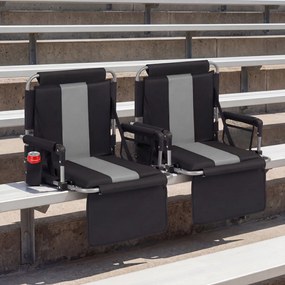 Costway Stadionové sedátko s opěradlem skládací bělicí křeslo s úložným – šedá