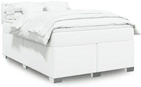 Box spring postel s matrací bílá 160x200 cm umělá kůže 3286129