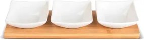 Lamart Bamboo Sada Servírovací misky 3ks bílá-hnědá / 26 x 8cm / porce