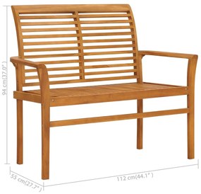 vidaXL Zahradní lavice s krémovou poduškou 112 cm masivní teak