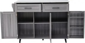 Aosom Velký kuchyňský ostrov s rozkládací prodlužovací deskou, 5 koleček (2 aretovatelná), 129 x 46/71 x 91,5 cm, šedá