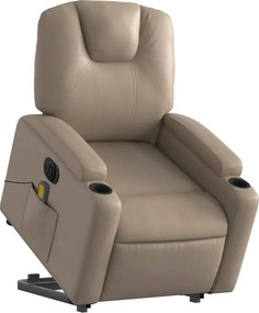Elektrické zvedací masážní polohovací křeslo cappuccino koženka 3204457