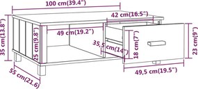 vidaXL Konferenční stolek HAMAR 100 x 55 x 35 cm masivní borovice [340453] Barva: světle šedá