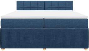 Box spring postel s matrací modrá 200x200 cm textil 3289869