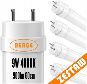 4x LED trubice 9W 900lm 60cm 4000K G13 T8 - neutrální bílá