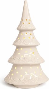 LED dekorace keramický stromeček, 15 × 9,2 × 29 cm, teple bílá, 2× LR44