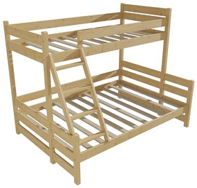 Patrová postel s rozšířeným spodním lůžkem JIŘÍ "PPS 004" (Barva dřeva: bezbarvý lak, Rozměr: 90/120 x 200 cm)