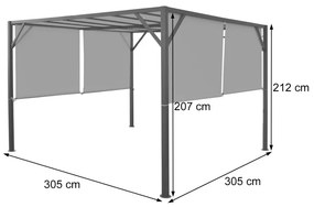Pergola se stahovací střechou 3x3 m Dekorhome Krémová