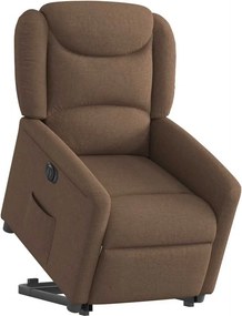 Elektrické zvedací polohovací křeslo hnědé textil 3303218