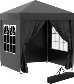 Outsunny Pavilon 2x2m Voděodolný, Skládací Pavilon s 4 Bočními Stěnami, Okna s Odtokovými Otvory, Skládací Párty Stan UV 30+, Zahradní Altán s Taškou