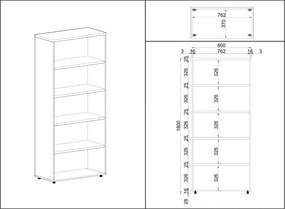 Vysoká skříň SimpleOffice 80 x 40 x 180 cm, bílá
