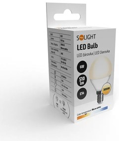 SOLIGHT LED žárovka miniglobe matná G45 6W, E14, 3000K, 510lm