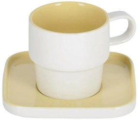 OnaDnes -20% Žlutý porcelánový šálek a podšálek Kave Home Midori 180 ml