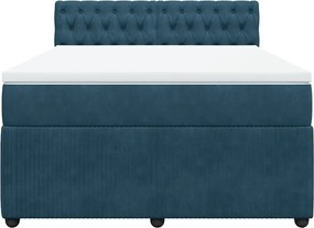 Box spring postel s matrací modrá 140 x 200 cm samet 3290068