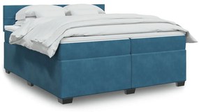 Box spring postel s matrací modrá 200 x 200 cm samet 3288706