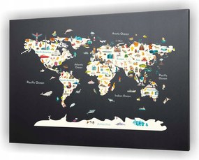 Tabule 90x60 cm Na Magnety Z Cestování Křídová magnetická Barva Mapa