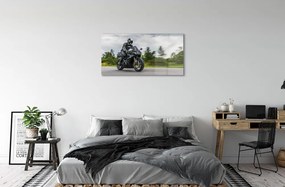 Obraz na skle Motocykl silnice mraky nebe 100x50 cm