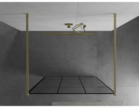 Mexen Kioto, sprchová zástěna Walk-In 120 x 200 cm, 8mm sklo černý vzor, ​​zlatý matný profil, 800-120-002-55-77