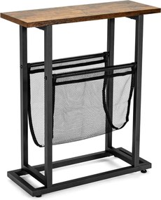 Costway Industrial odkládací stolek 2patrový úzký hnědá + – 48 × 18 × 54,5 cm