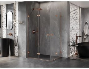 Mexen Lunar-F Duo, skládací sprchový kout 100 x 80 cm, 8mm čiré sklo, profil měděná matná, 836-100L-080P-65-00
