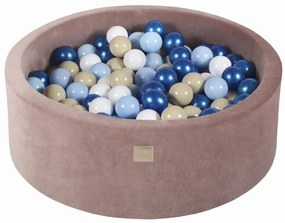 Suchý bazének s míčky 90x30cm s 200 míčky, hnědá: perleťově modrá, béžová, bílá, modrá