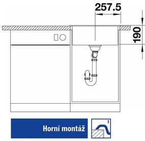 Blanco Dalago 5 Granitový dřez bez odkapu s excentrickým ovládáním, 51,5x51cm, antracit, 518521