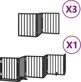 Zábrana pro psy s dvířky skládací 15 panelů černá 750 cm topol 3155543
