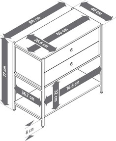 Tchibo - Komoda »Klaar« se 2 zásuvkami - barva: bílá