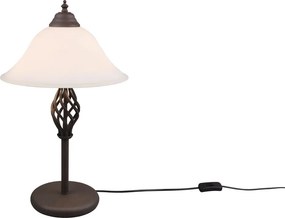 Tmavě hnědá stolní lampa se skleněným stínidlem (výška 50 cm) Rustica – Trio