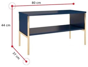 Konferenční stolek POLKA, 80x44x37, modrá/zlatá