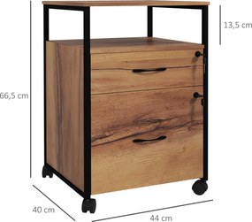 Vinsetto kancelářský filingový kabinet s klíči, mobilní filingový kabinet na kolečkách, 2 zásuvky, závěsná tyč pro dokumenty velikosti A4, 44x40x66.5…