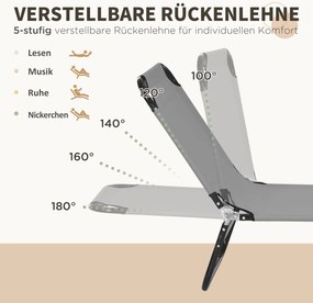 sada 2 skládacích lehátek Zahradní lehátko s 5 polohami výškově nastavitelného opěradla, nosnost až 120 kg