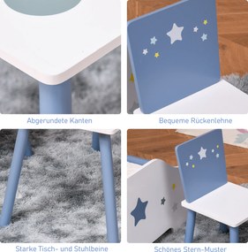 HOMCOM Dětský stůl a 2 židle Sada Dřevěný stůl se židlemi pro děti 2-4 roky Stůl 60x40x43 cm a židle 28x26x48 cm do ložnice nebo obývacího pokoje Bíl…