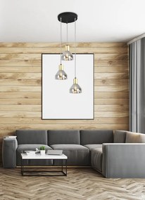 Černo-zlatý závěsný lustr Gregory pro žárovku 3x E14 s kulatou základnou  - Candellux